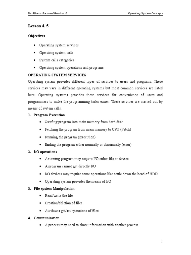 3 - OS Calls, Operations | PDF | Operating System | Kernel (Operating ...