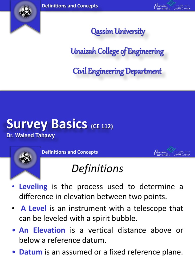 Fundamental Survey Concepts and Leveling Principles | PDF | Surveying ...