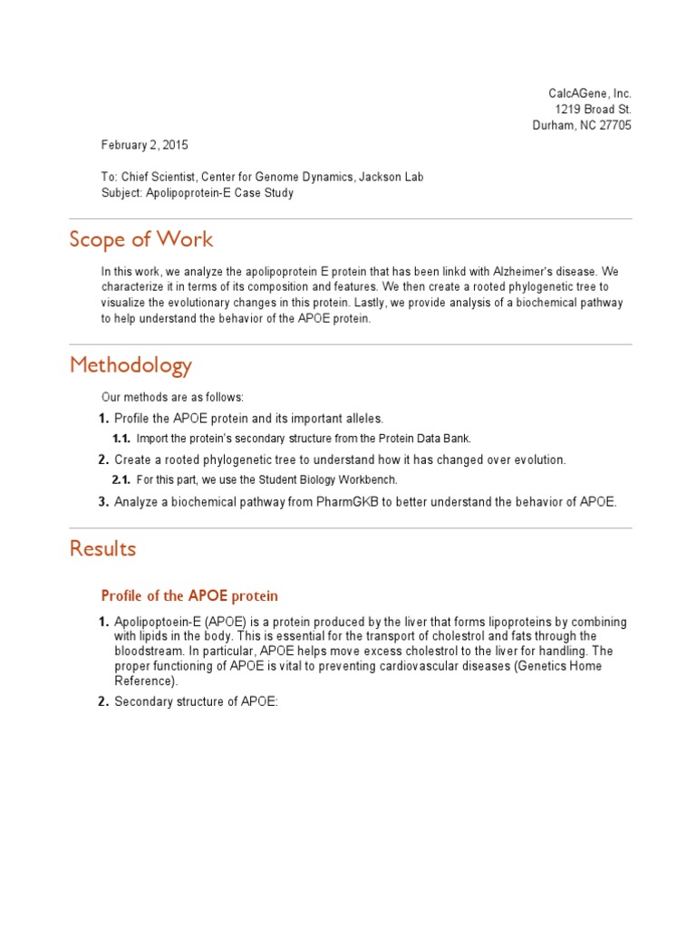 Protein Case Study | PDF | Apolipoprotein E | Biochemistry