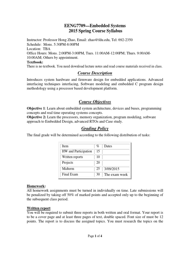 Eeng7709 Es Syllabus s2015 | PDF | Embedded System | Arm Architecture