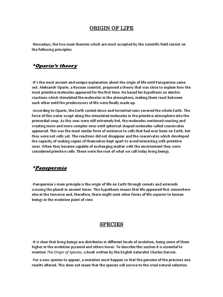 Origin of Life | PDF | Abiogenesis | Evolutionary Biology