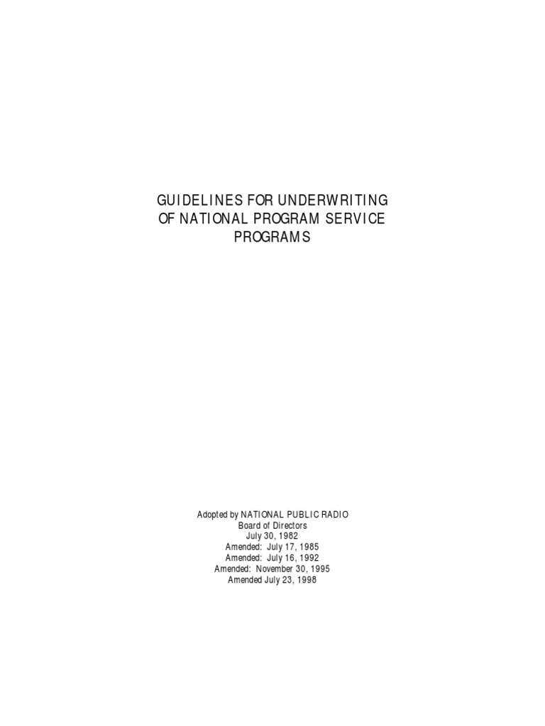 NPR Underwriting Guidelines Overview | PDF | Public Broadcasting | Npr