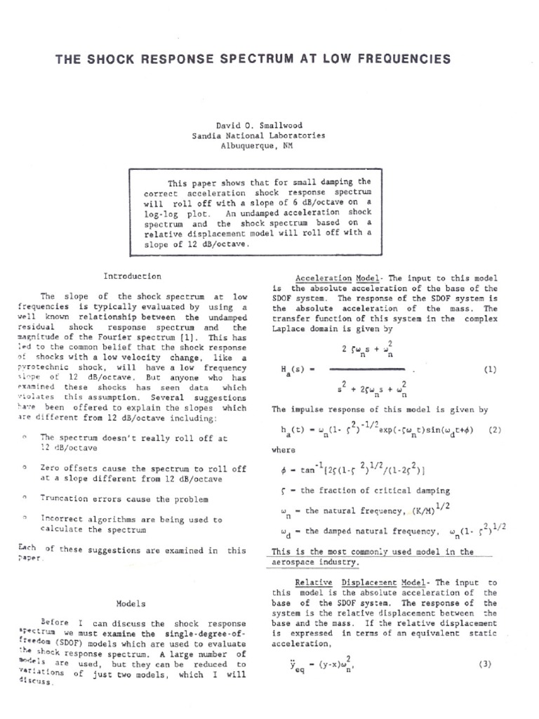 Shock Response Spectrum at Low Frequencies | PDF | Amplitude | Spectral ...