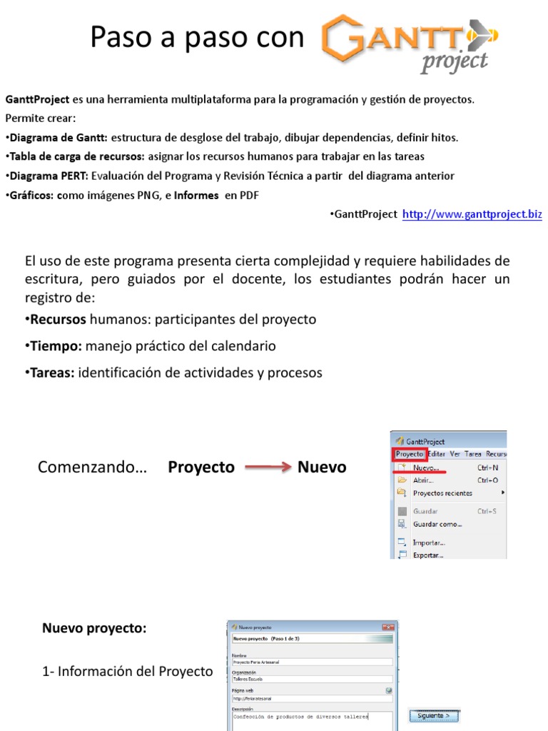 Paso A Paso Con GanttProject | PDF | Gestión de proyectos | Informática