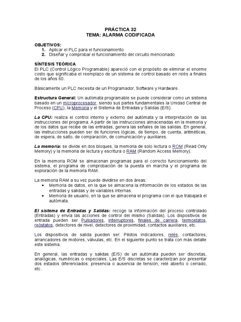 Funcionamiento de Alarmas en PLC | PDF | Controlador lógico programable ...