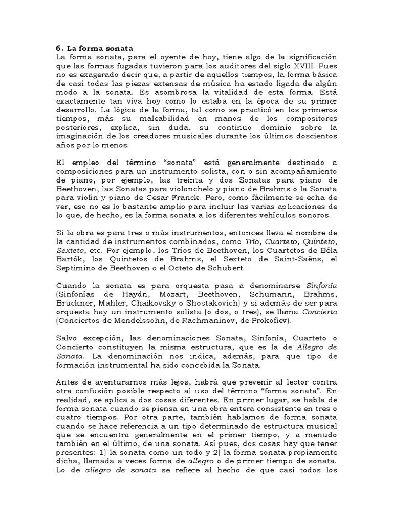 Evolución y Significado de la Forma Sonata | PDF | Sonata | Formas ...