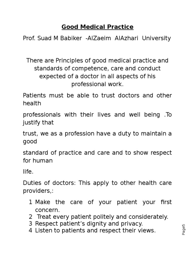 Good Medical Practice | PDF | Patient | Medicine
