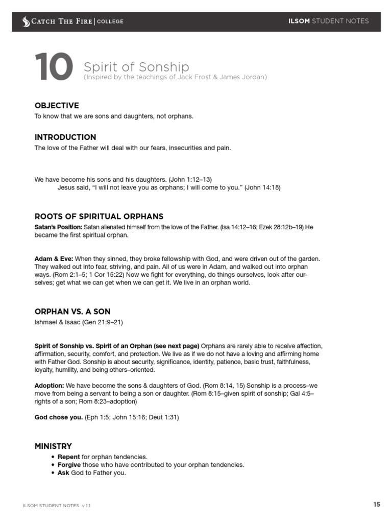 Sonship Versus The Orphan Spirit | PDF | Grace In Christianity | God