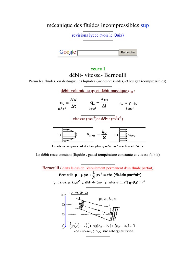 Mécanique des fluides incompressibles | PDF | Écoulement laminaire | Fluide