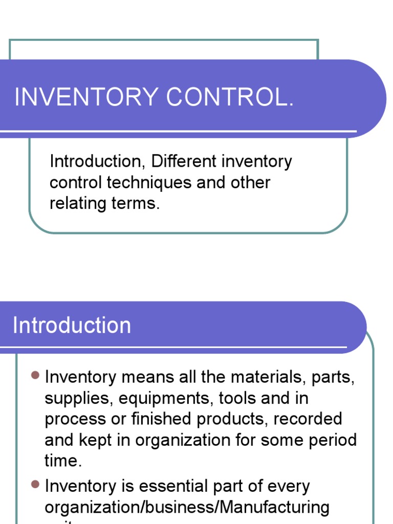Inventory Control | PDF | Inventory | Warehouse