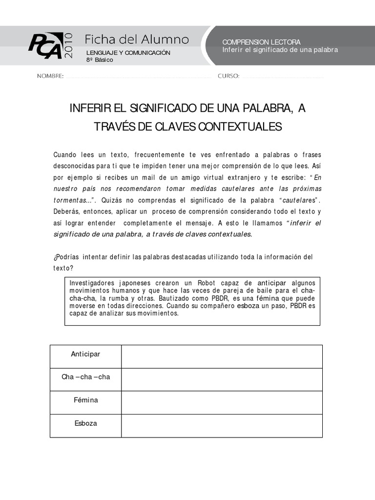 08 Inferir El Significado de Una Palabra1 | PDF | Desarrollo sostenible ...