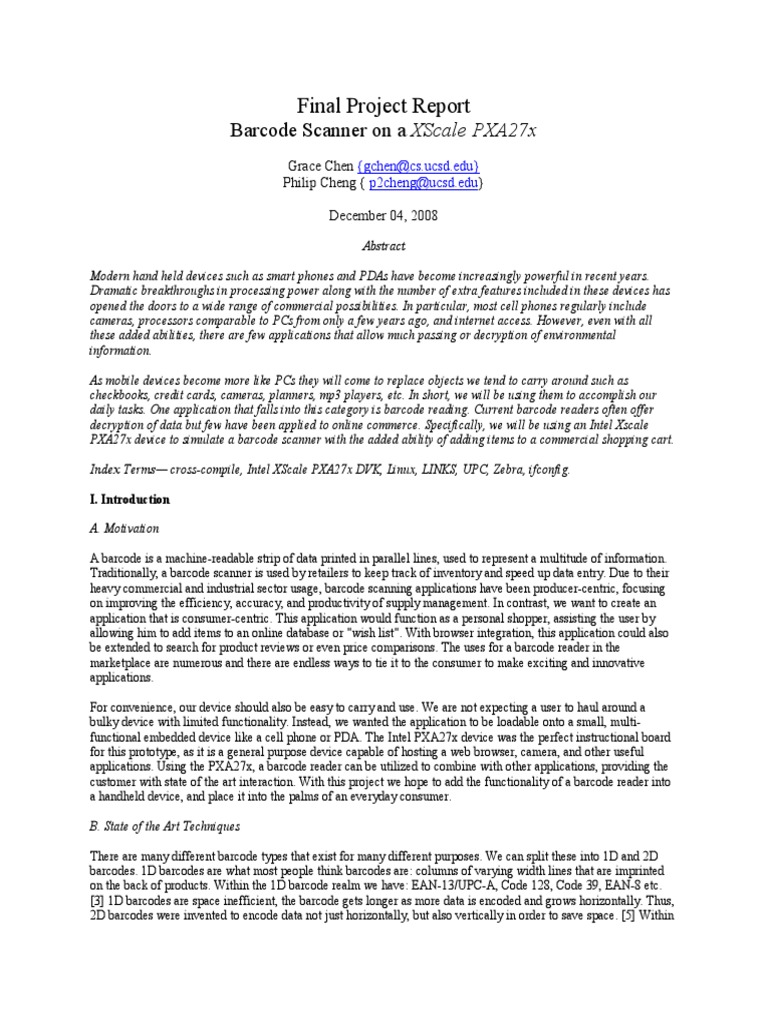 Barcode Scanner Project on Intel PXA27x | PDF | Barcode | Qr Code