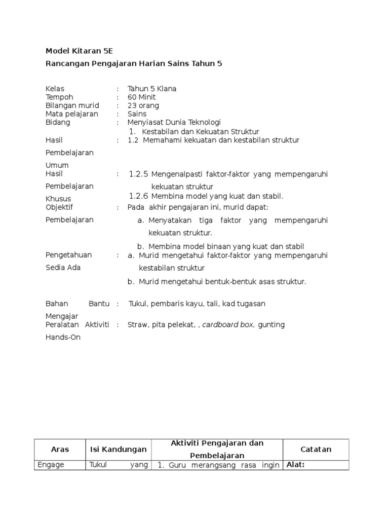RPH Model Kitaran 5E | PDF