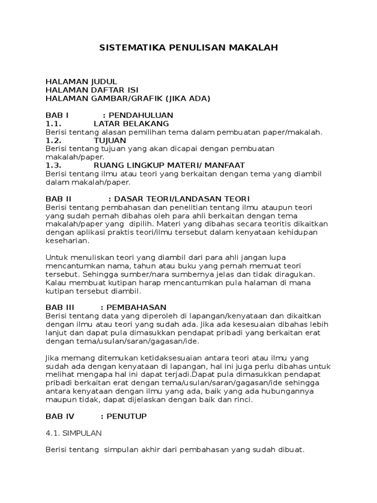Sistematika Penulisan Makalah | PDF