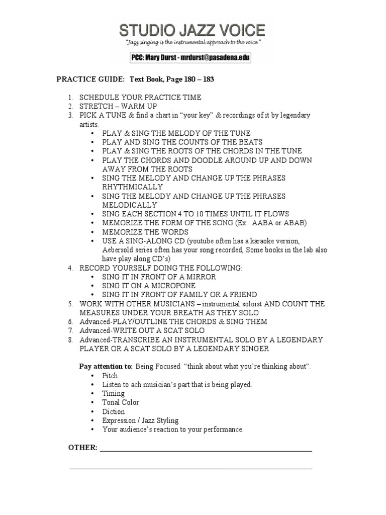 Jazz Practice Techniques Guide | PDF | Language Arts & Discipline | Art