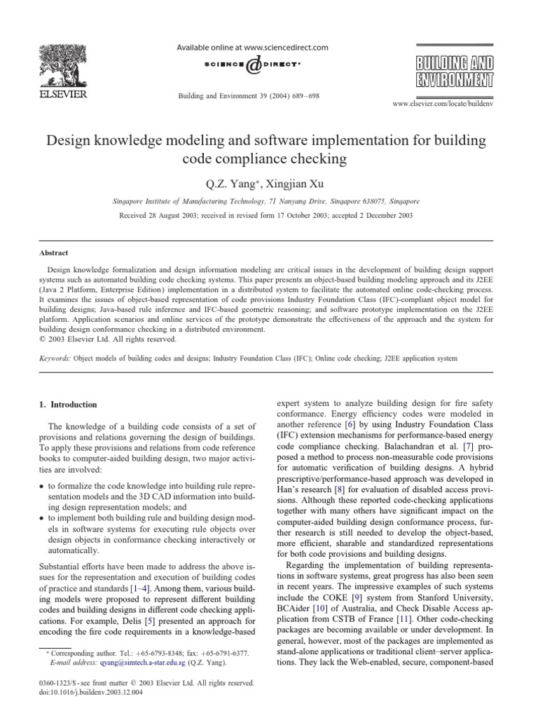 Design Knowledge Modeling and Software Implementation For Building Code Compliance Checking PDF ...