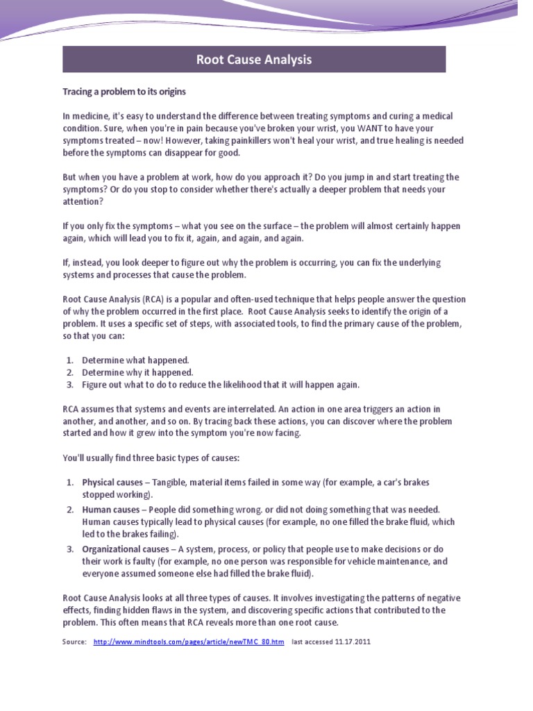 Root Cause Analysis Pdf Causality Emergence 5193