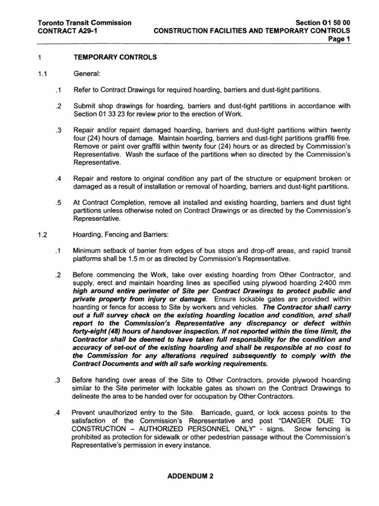 01 50 00 - Construction Facilities and Temporary Controls | PDF ...