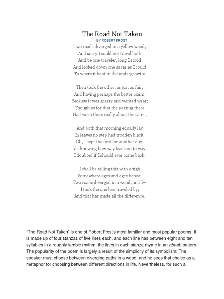 The Road Not Taken | Metaphor | Poetry