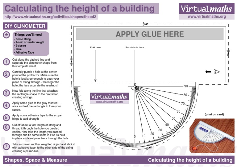 Clinometer Template | PDF | Adhesive | Teaching Mathematics