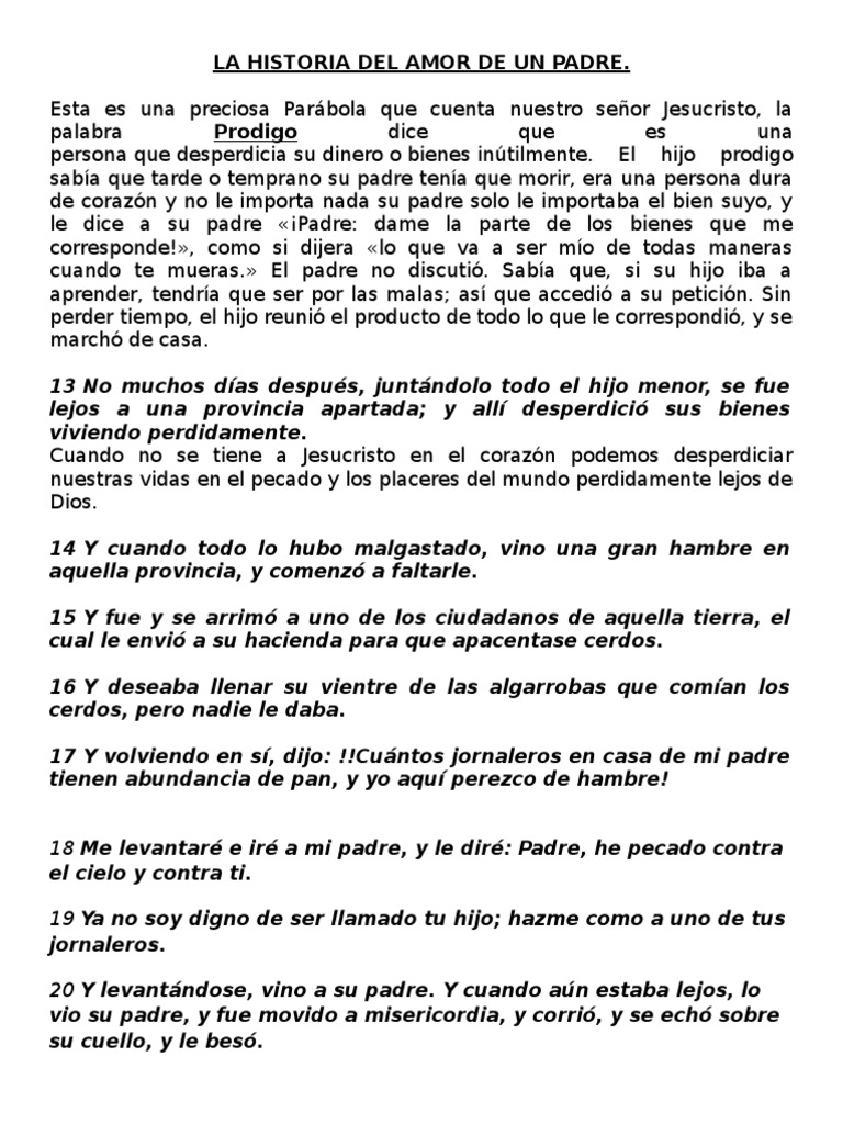 La Historia Del Amor de Un Padre | PDF | Creencia religiosa y doctrina ...