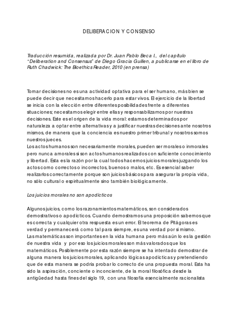Deliberacion y Consenso | PDF | Moralidad | Toma de decisiones