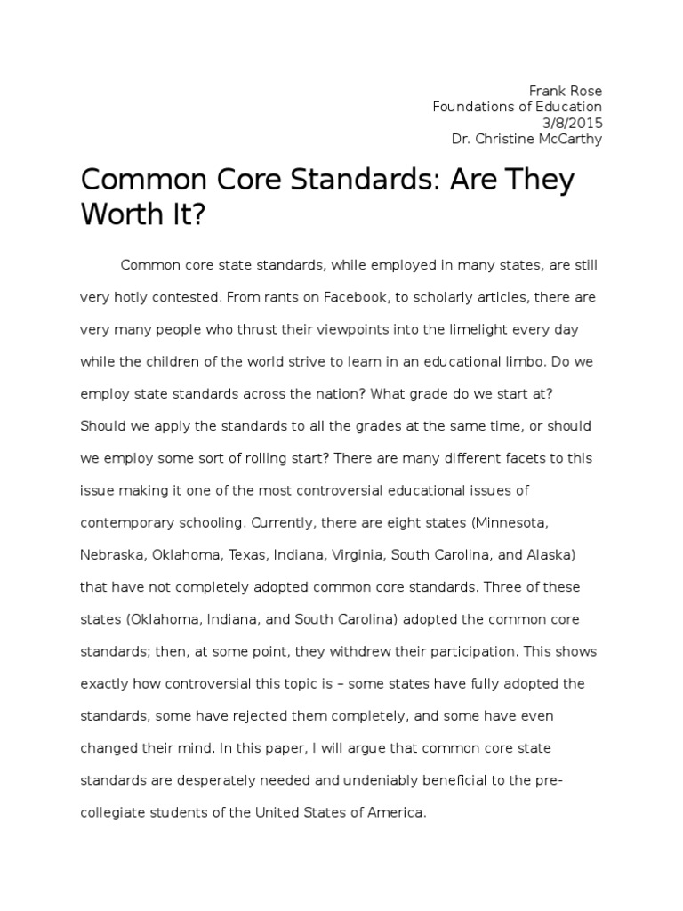 Common Core Standards: Are They Worth It? | PDF | Common Core State ...