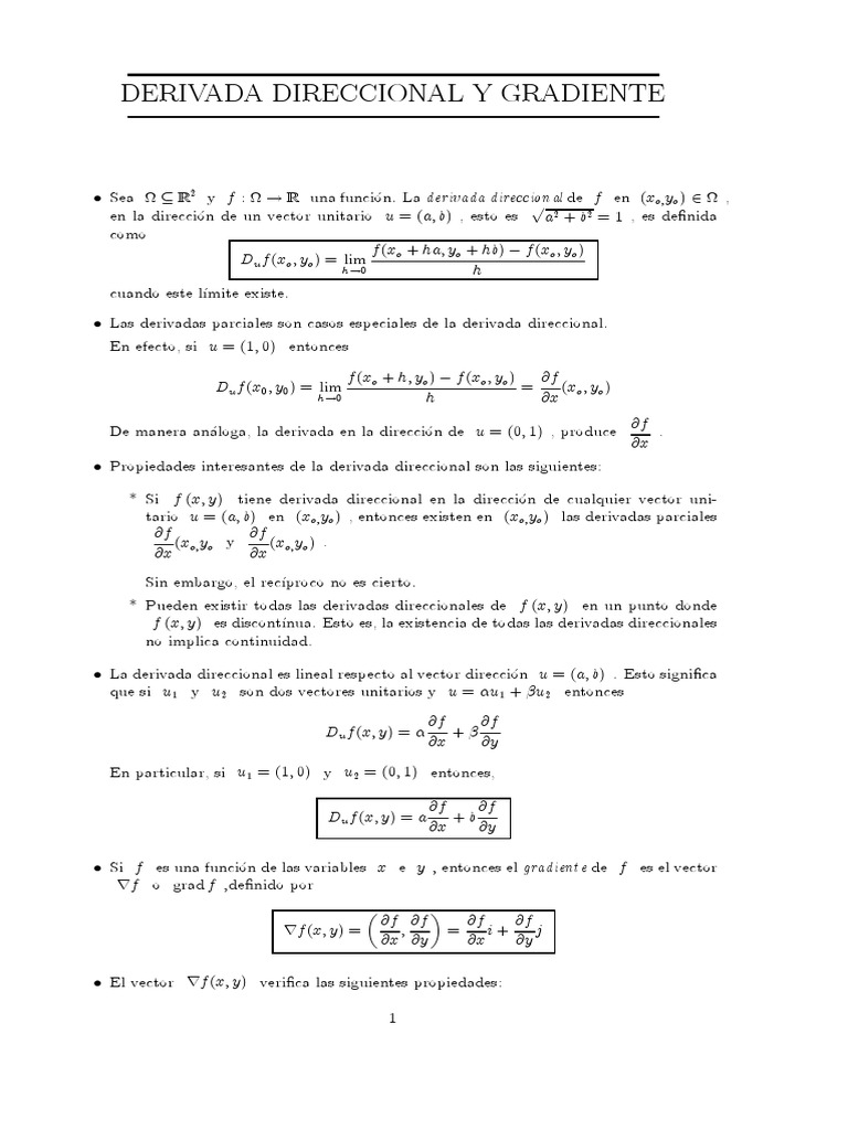 Derivada Direccional y Gradiente | PDF | Degradado | Derivado