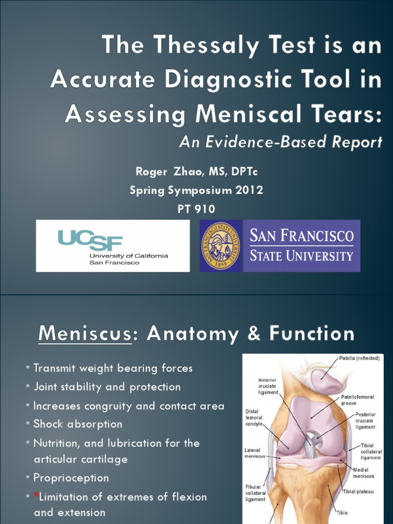 An Evaluation of the Thessaly Test as a Diagnostic Tool for Confirming ...