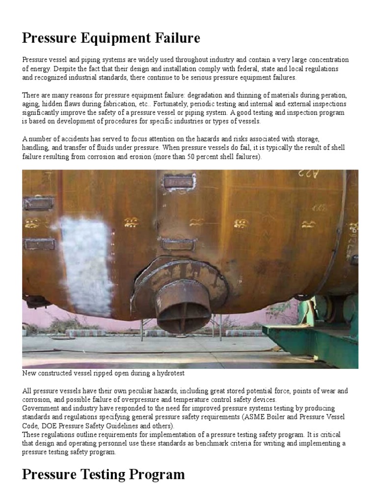 Pressure Equipment Failure | PDF | Safety | Pressure