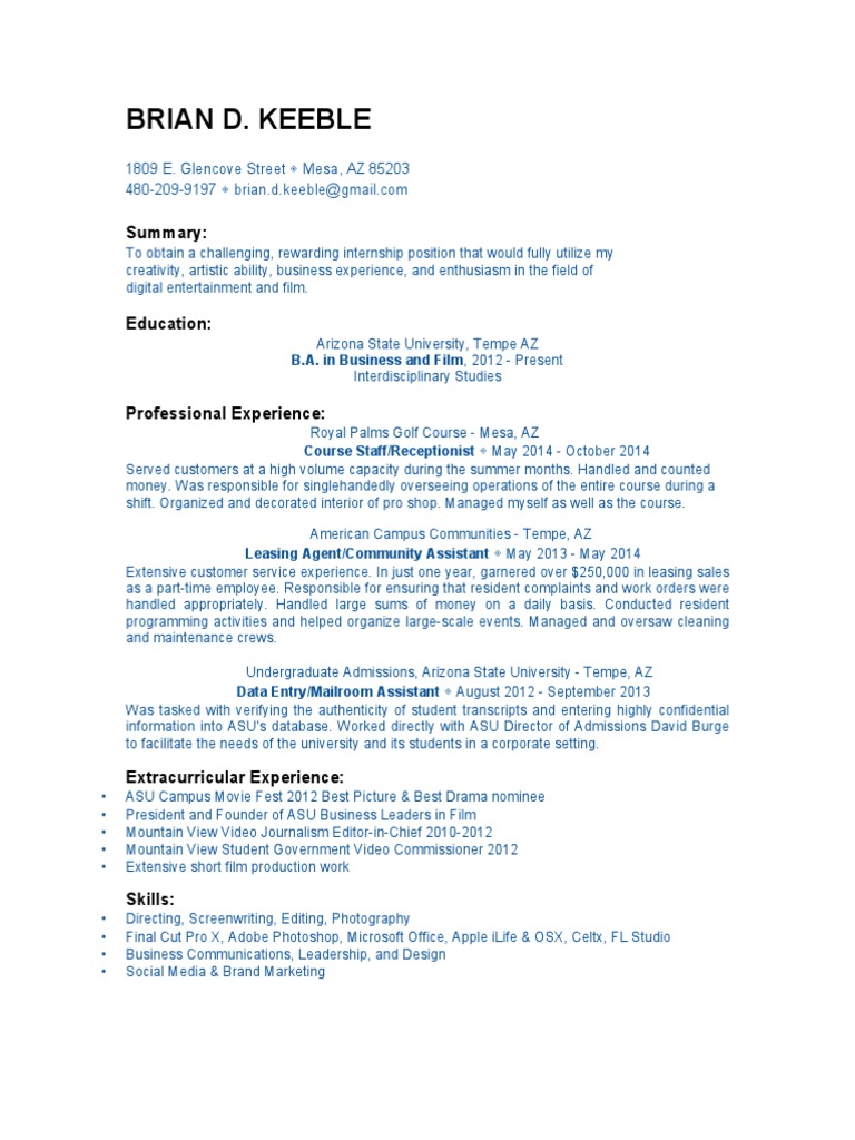 Brian Keeble Resume 2015 | PDF | Career & Growth