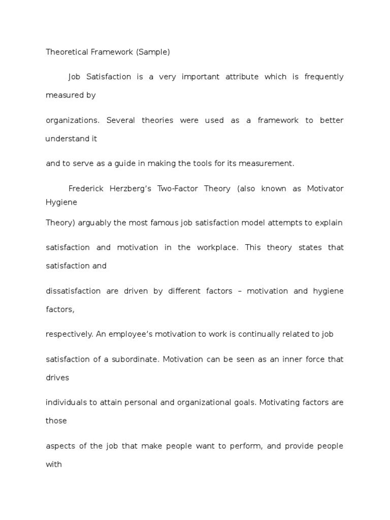 Theoretical Framework for Measuring Job Satisfaction (Sample | PDF ...