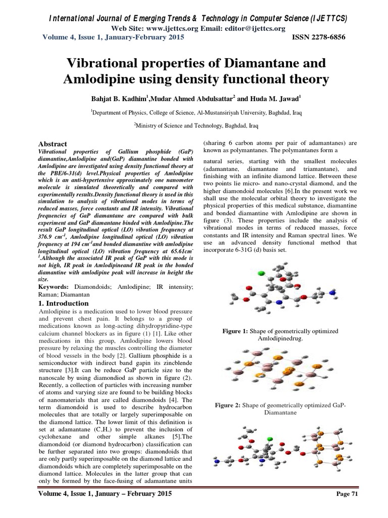 Vibrational Properties of Diamantane and Amlodipine Using Density ...