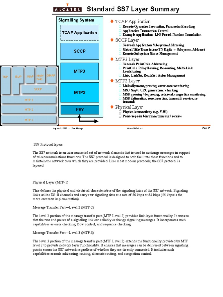 Ss7 Protocol Layers Pdf Computer Network Networking Standards
