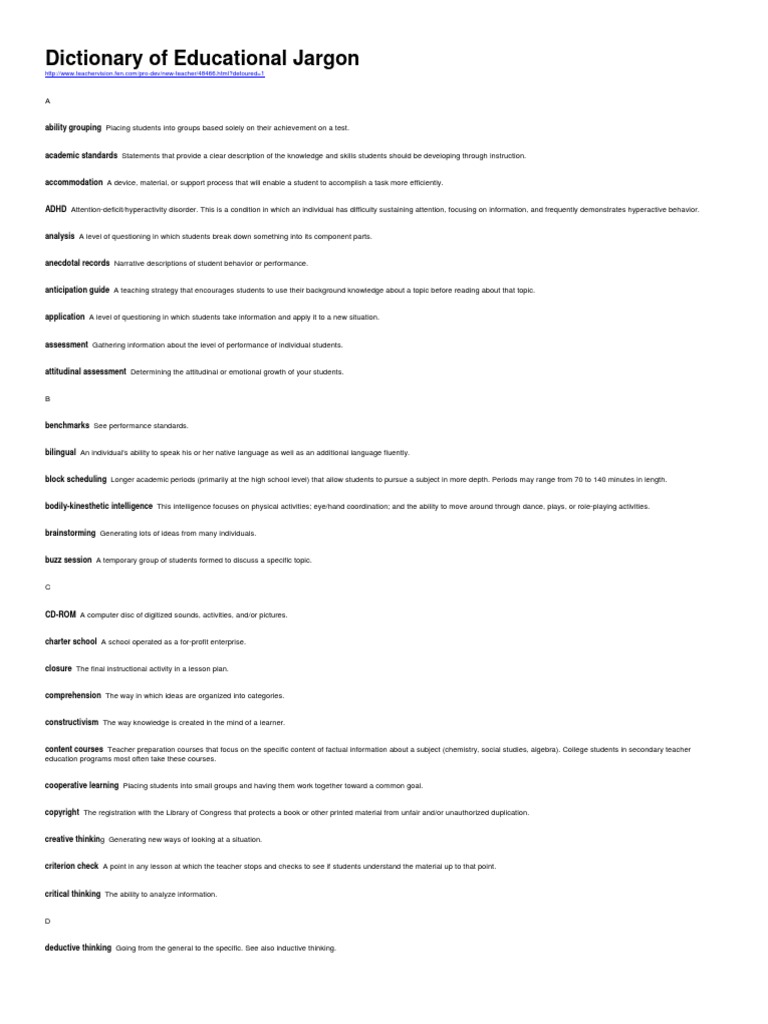 Dictionary+of+Educational+Jargon.pdf | Teachers | Motivation