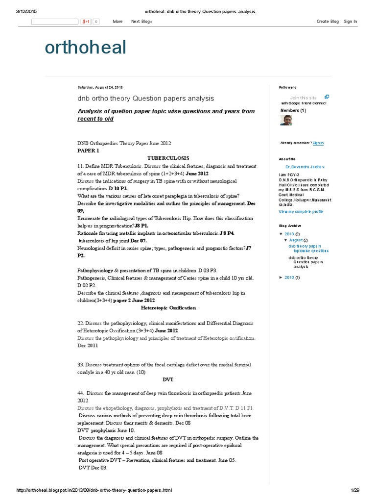 Orthoheal - DNB Ortho Theory Question Papers Analysis | PDF ...