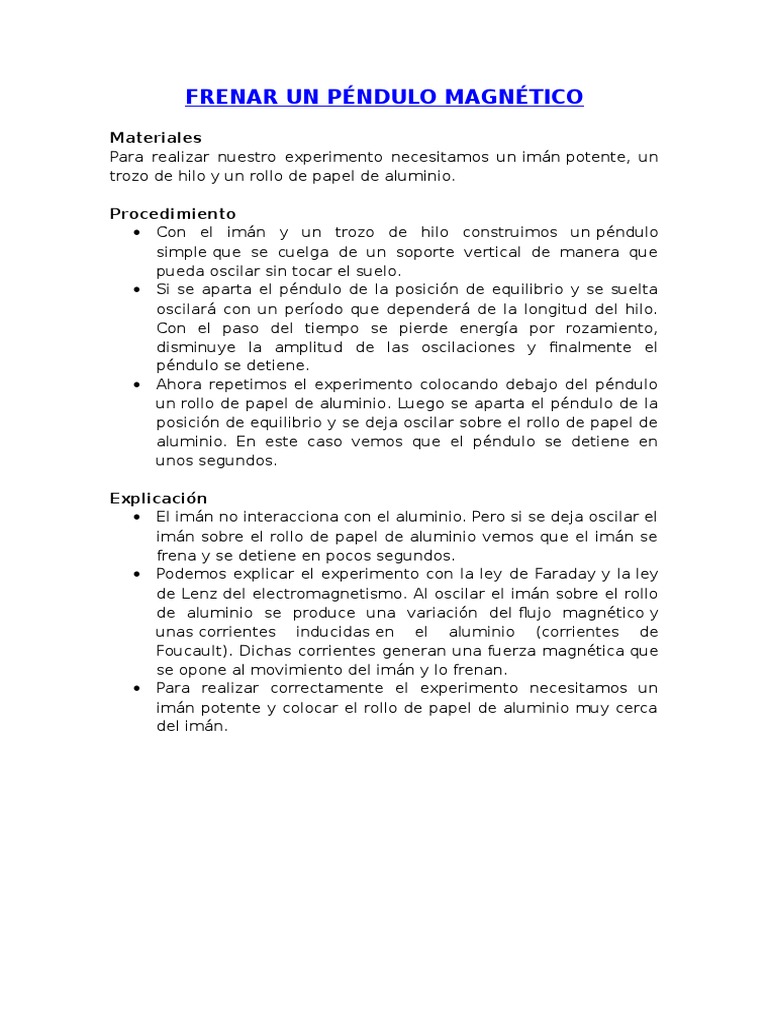Frenar Un Péndulo Magnético | PDF | Hogar, jardinería y bricolaje ...