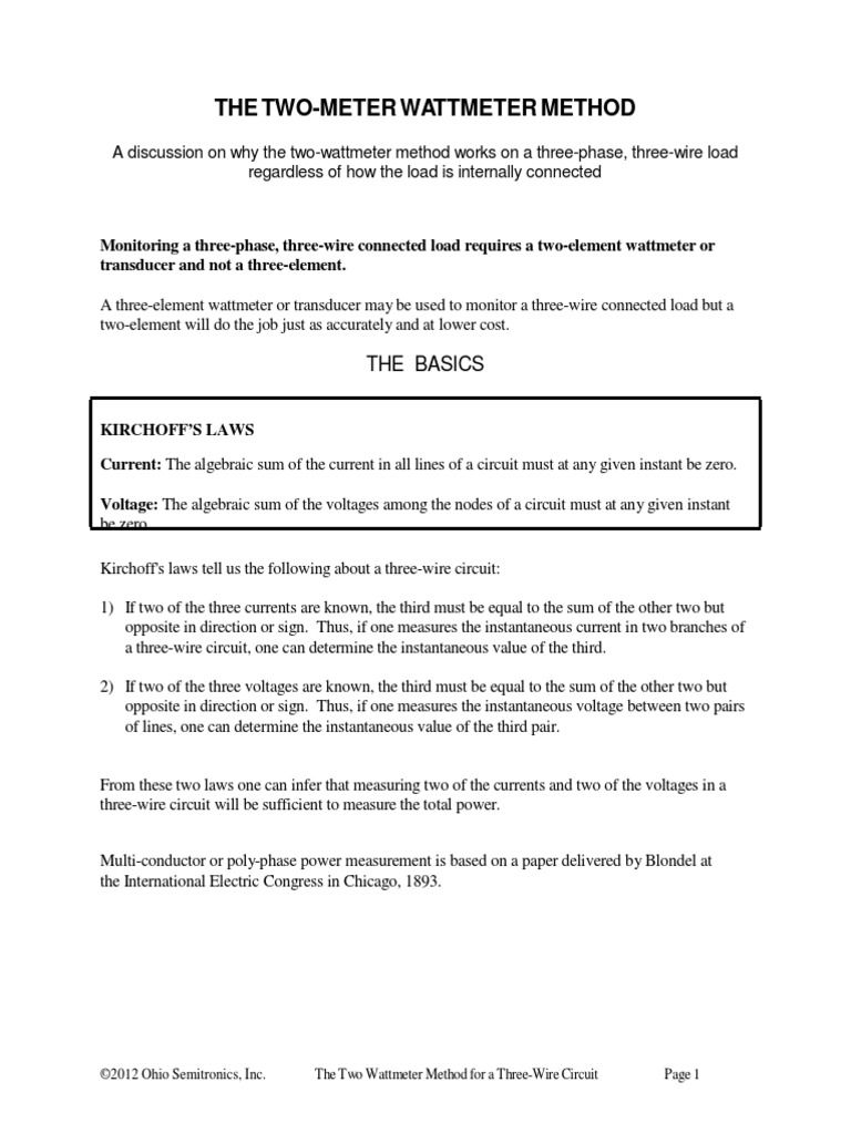 Two Wattmeter Method | PDF | Electrical Engineering | Electric Power