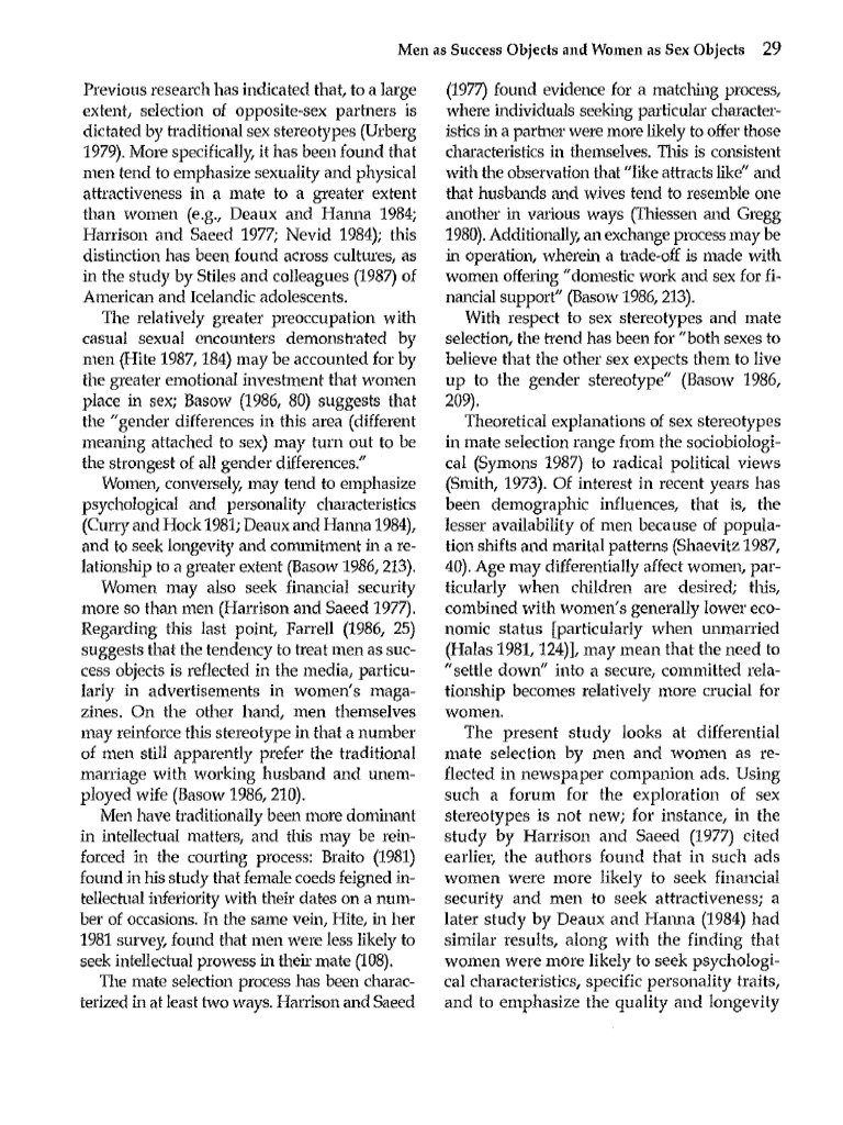 Men As Success Objects and Women As Sex Objects | PDF | Gender Role ...