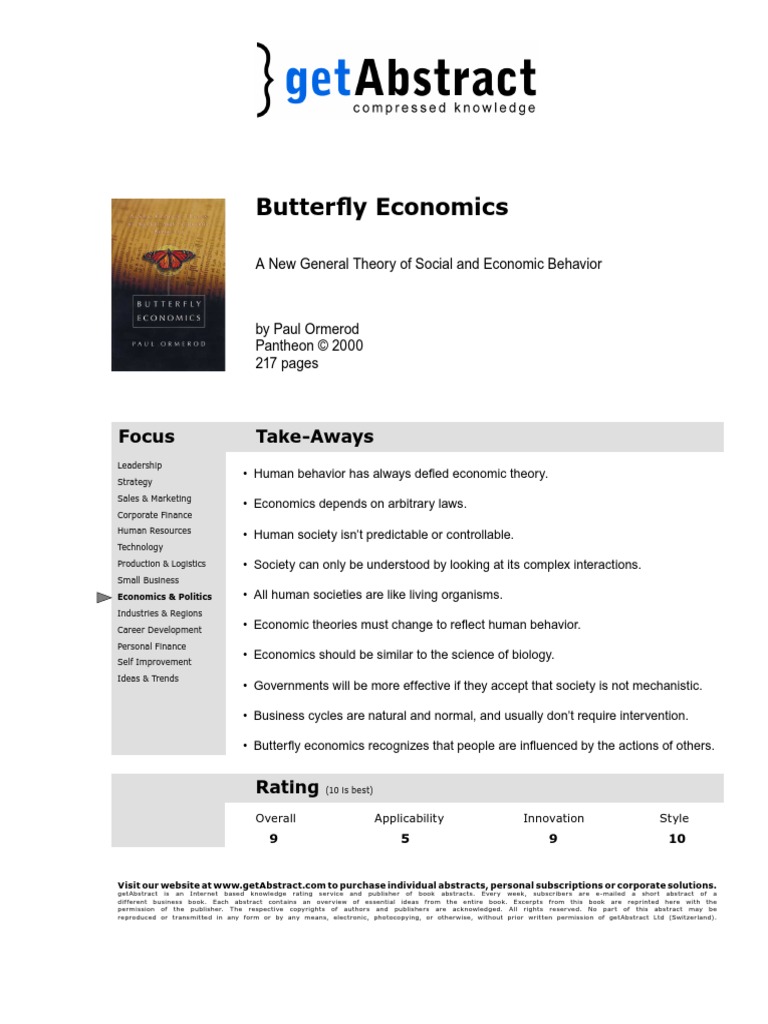 Butterfly Economics | PDF | Business Cycle | Complex Systems