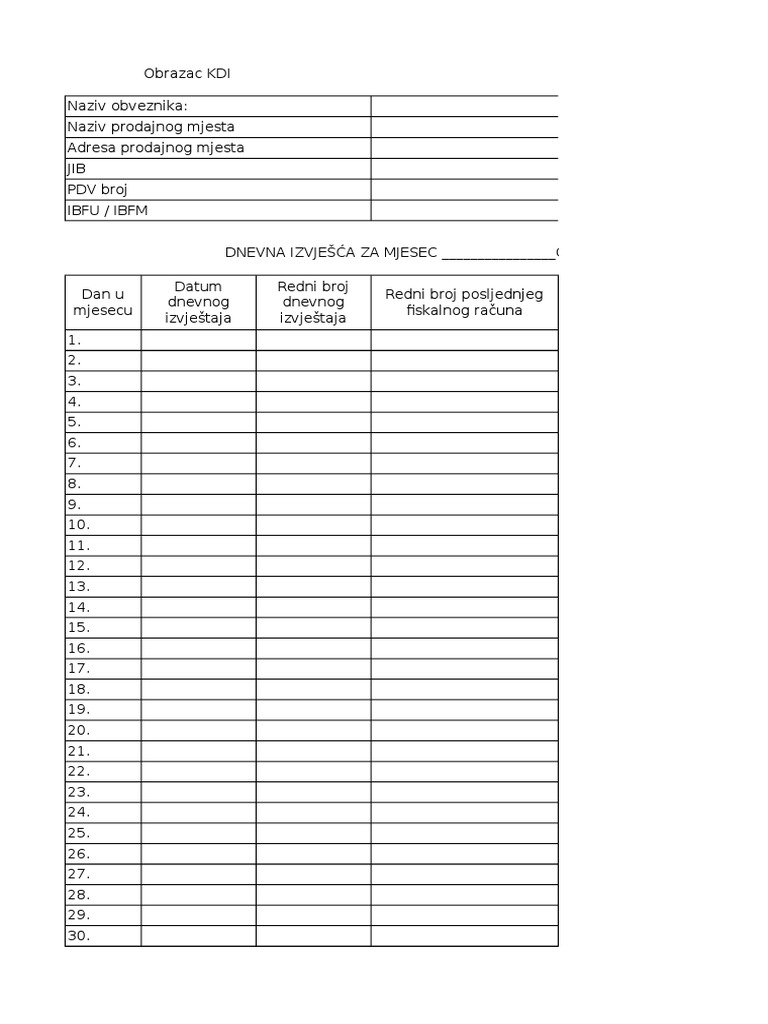 Obrazac KDI | PDF