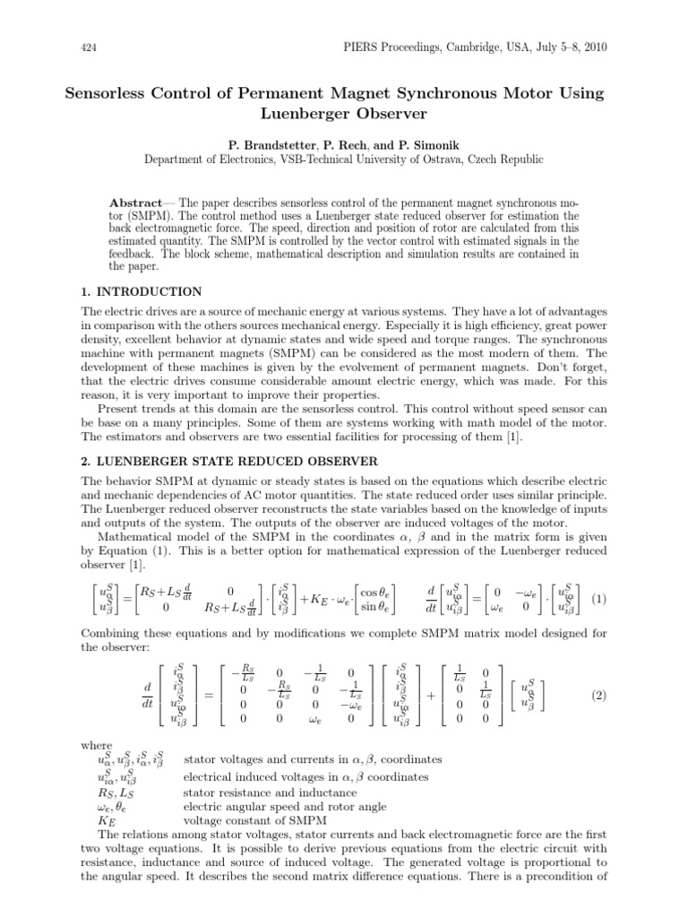 Sensorless Control Pmsm Pdf Teaching Methods Materials Science