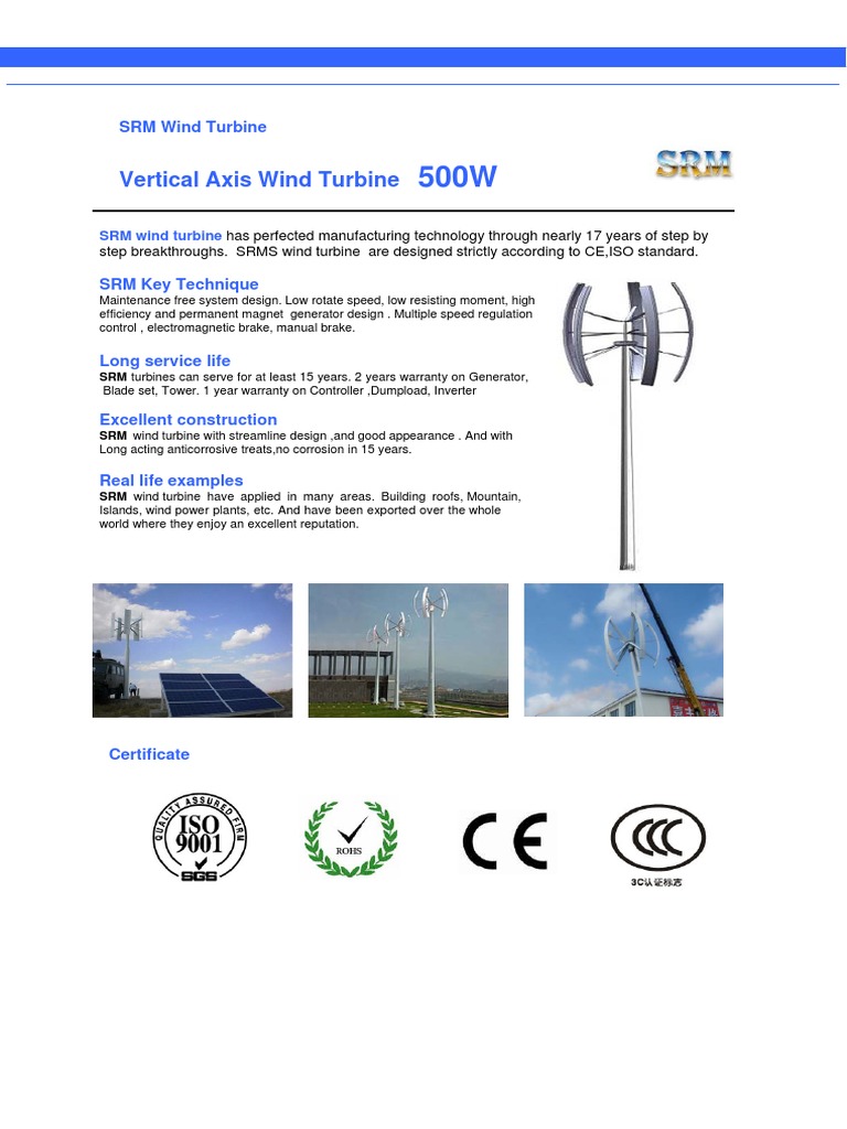 Data Sheet(500w VAWT) | Power Inverter | Wind Turbine