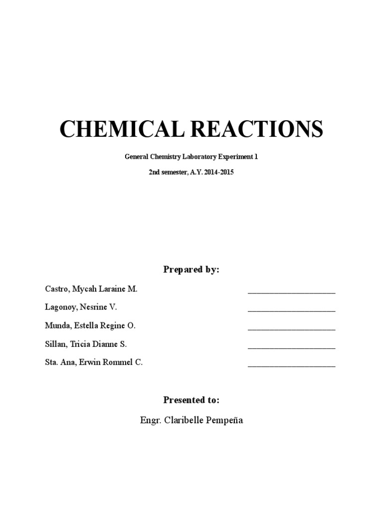 Chemical Reaction Lab Report | PDF