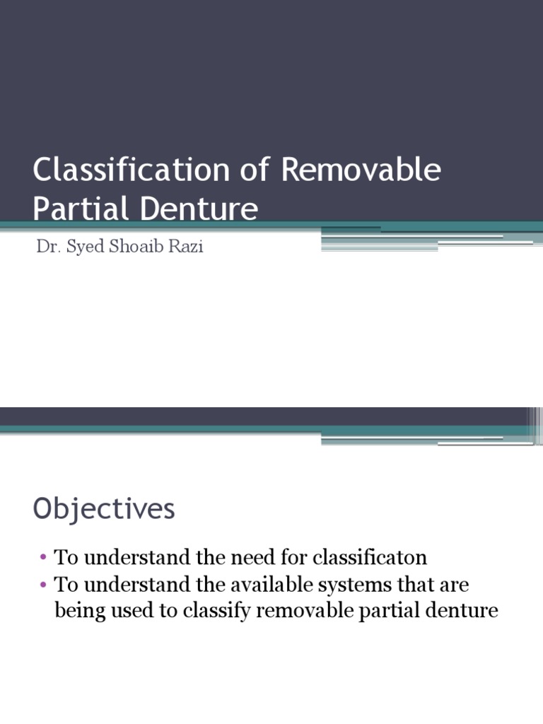 Classification of Removable Partial Denture | PDF | Dentures | Physiognomy