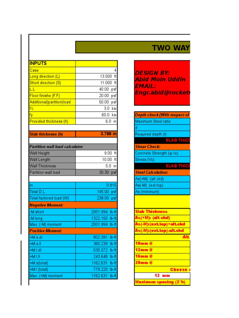 TWO WAY BEAM-SLAB DESIGN CALCULATIONS | PDF | Strength Of Materials ...