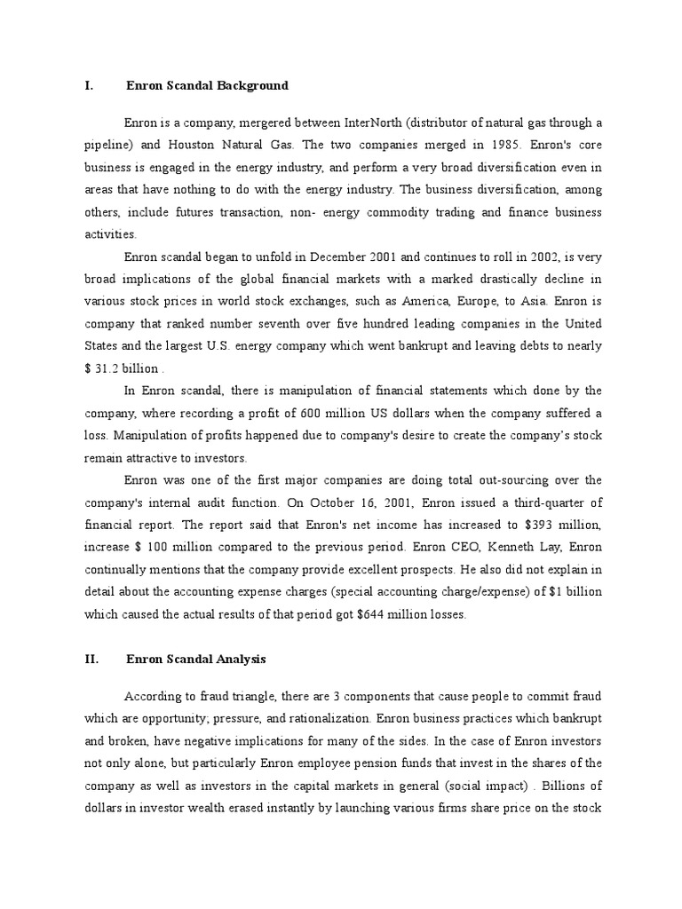 Causes and Lessons of the Enron Scandal: A Case Study in Unethical ...