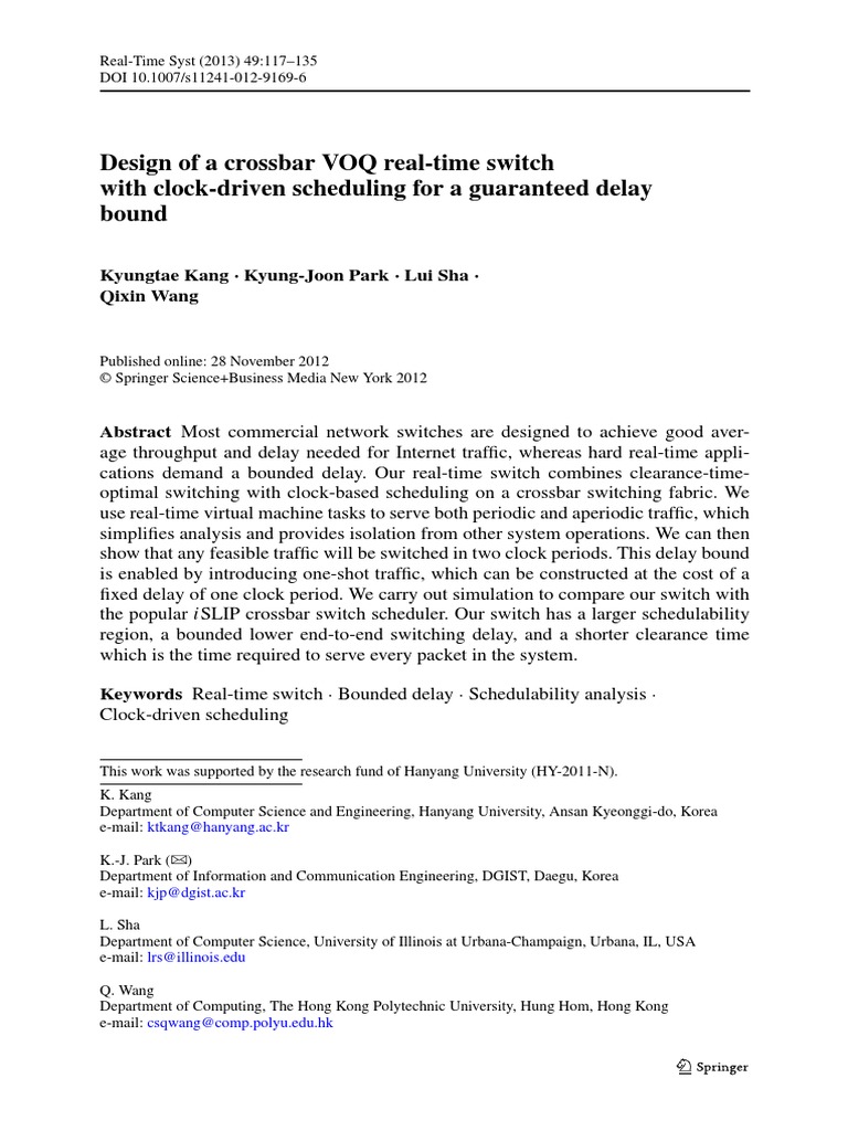 Design of A Crossbar VOQ Real-Time Switch With Clock-Driven Scheduling For A Guaranteed Delay ...