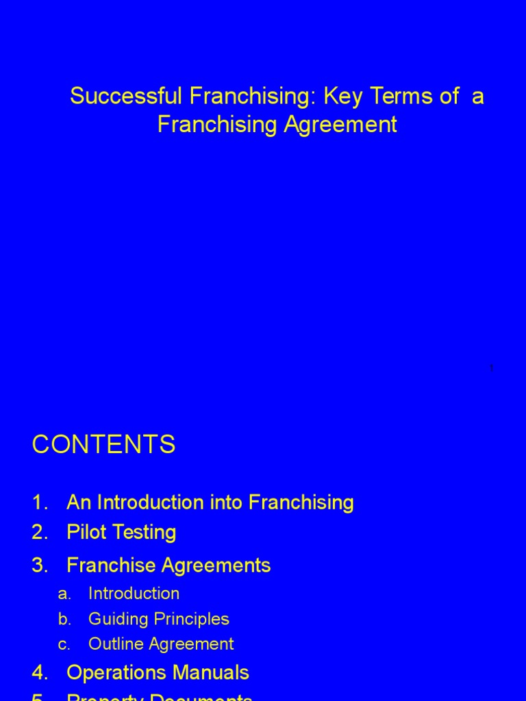 Successful Franchising: Key Terms of A Franchising Agreement | PDF | Franchising | Debits And ...