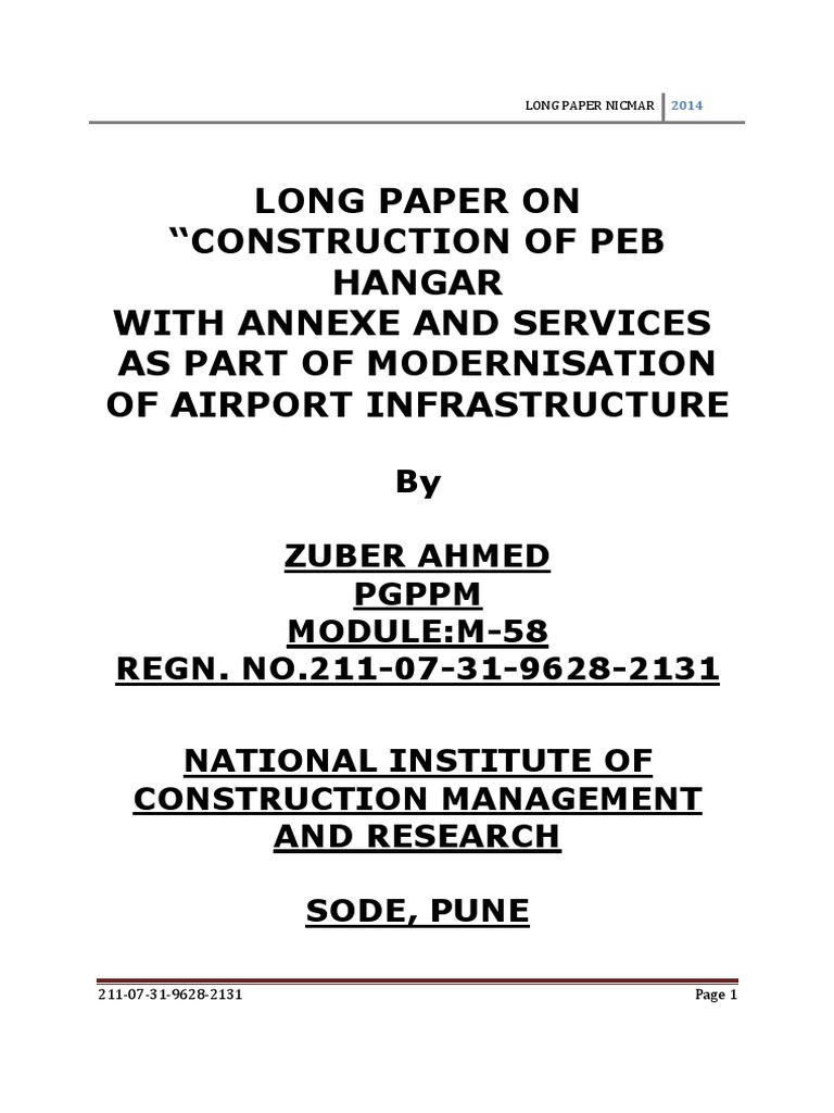 Long Paper Nicmar - Peb Hangar | PDF | Framing (Construction) | Sheet Metal